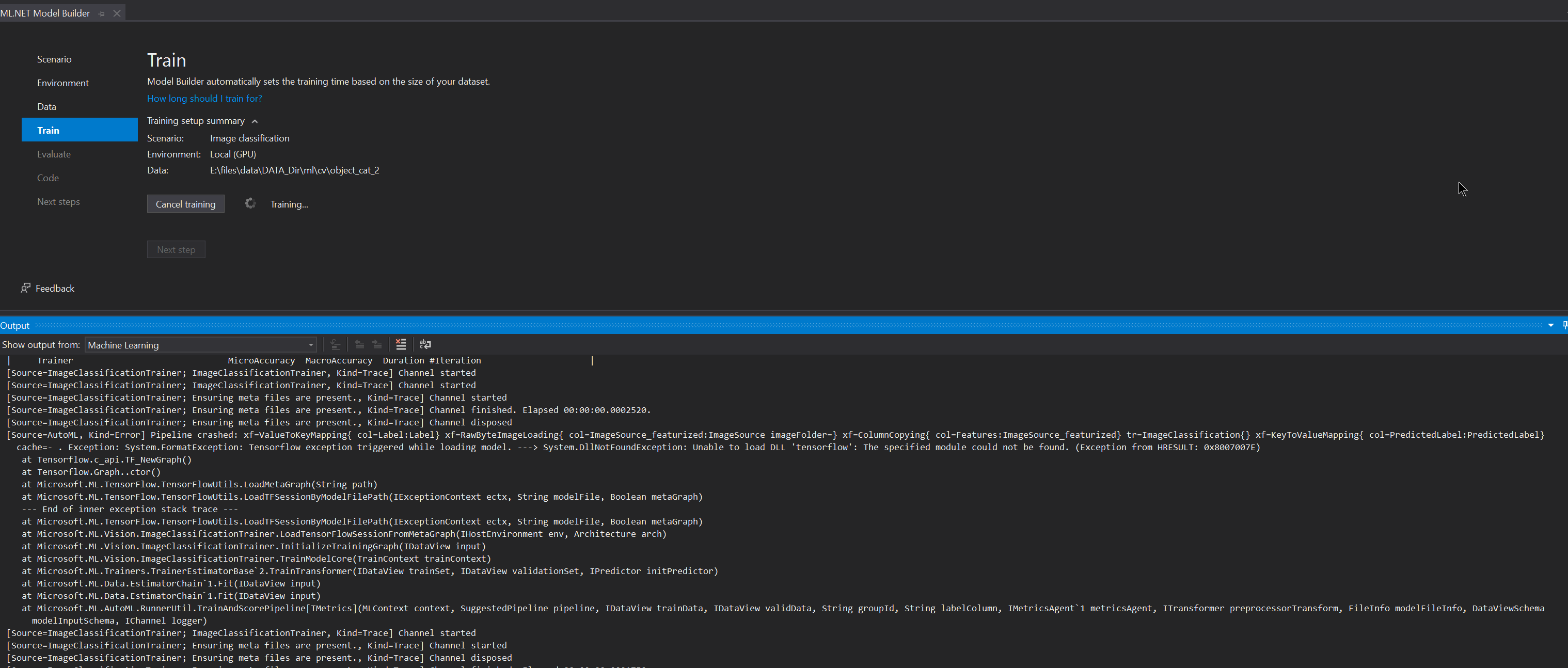 Local GPU training for image classification fails due to a failure to load tensorflow · Issue ...