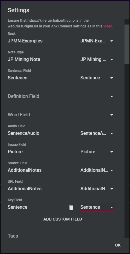 When exporting a new card to Anki via Ctrl+Shift+X hotkey, "cannot create note because it is ...