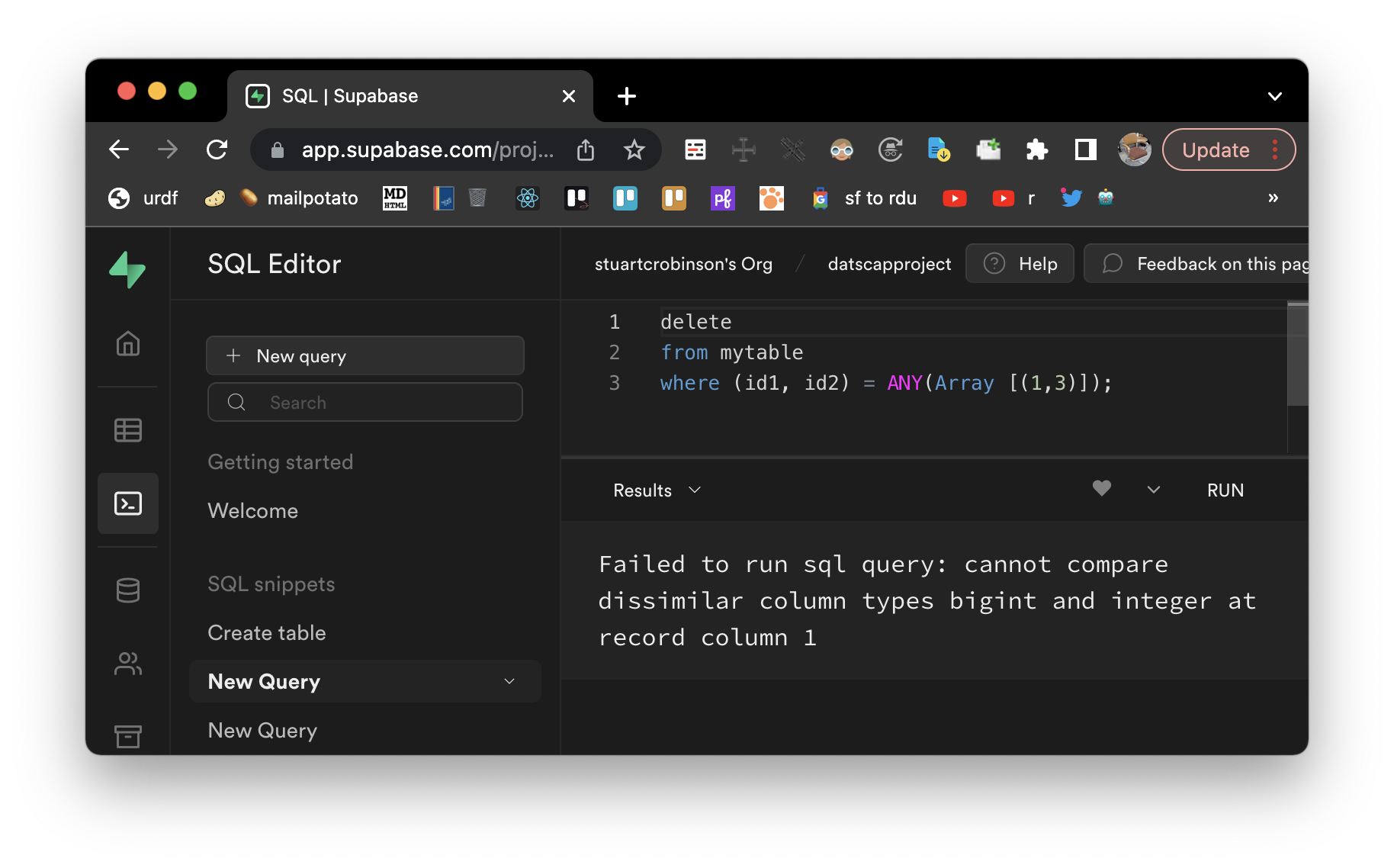This Should Work `delete From Mytable Where Id1 Id2 Any Array [ 1 3 ] ` · Issue 12158