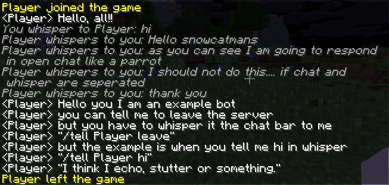 chat receives whisper events · Issue #1583 · PrismarineJS/mineflayer ...