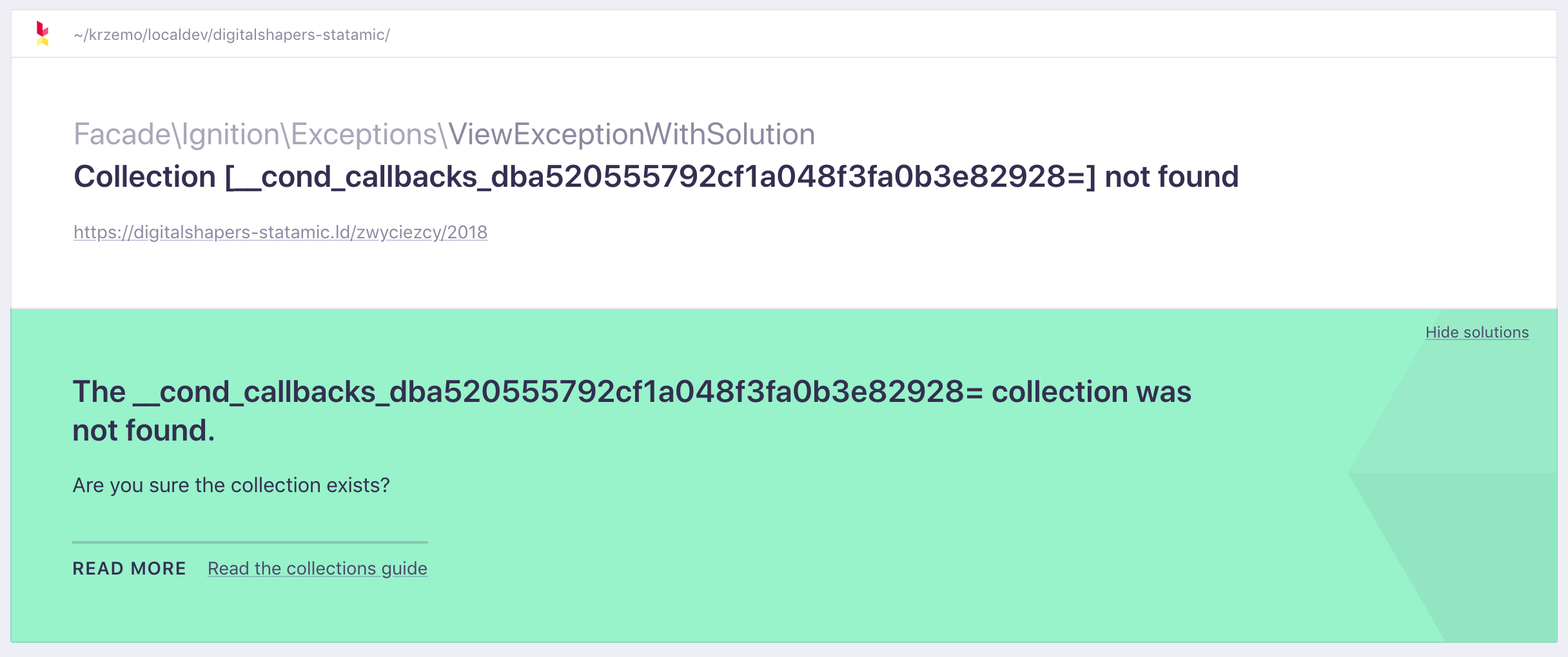 {{ if {collection:count in="collection_name" taxonomy:year="2019"} > 0}} throws an error when ...