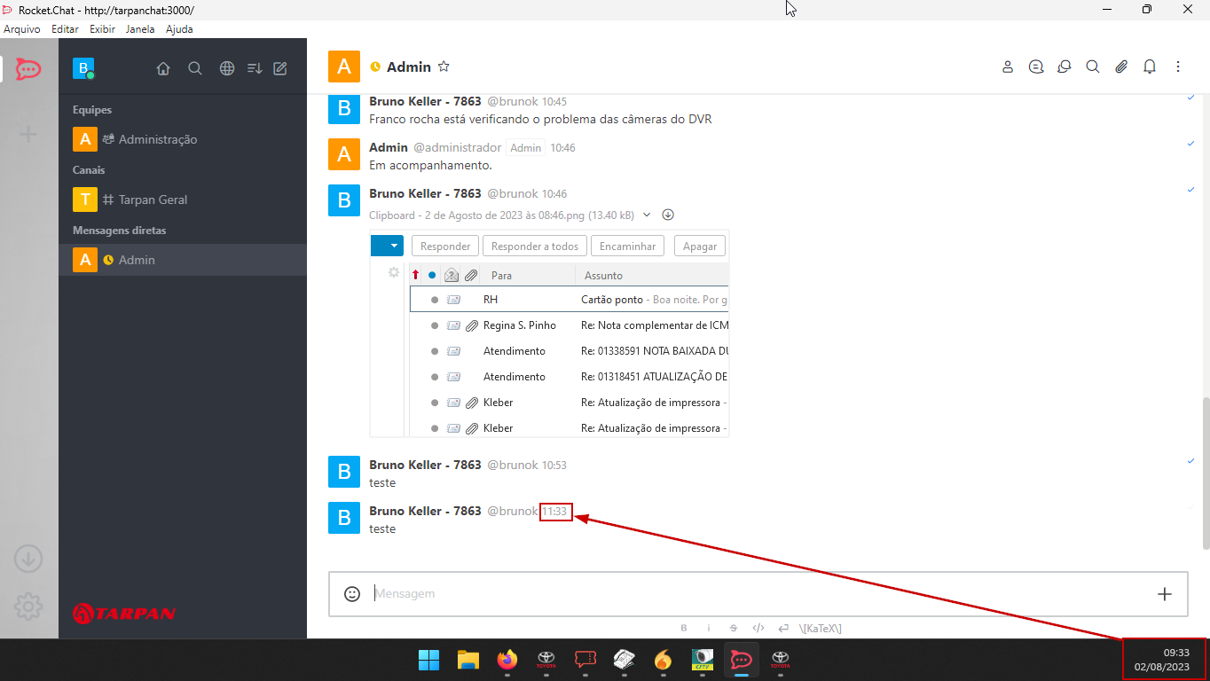 Horário adiantado no Rocket Chat · Issue #29991 · RocketChat/Rocket.Chat · GitHub