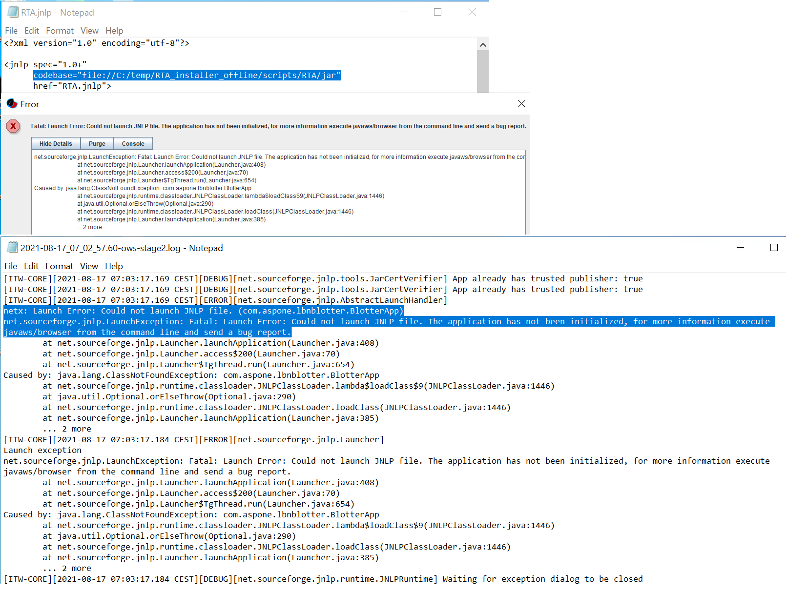 Error "Could not determine codebase host for resource at file:/ while generating URLPermissions ...