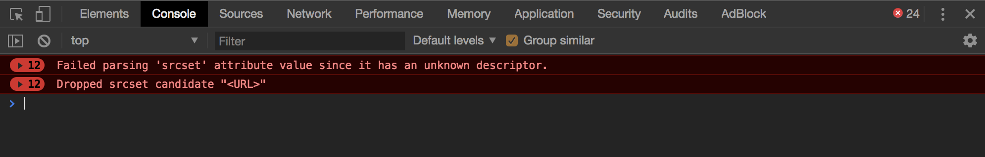 Failed Parsing Srcset Attribute Value Since It Has An Unknown Descriptor · Issue 229