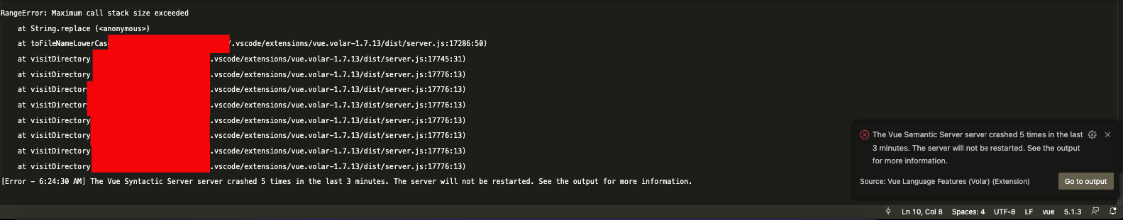 [Pre-release version v1.7.12] Vue Syntactic Server server crashed 5 ...
