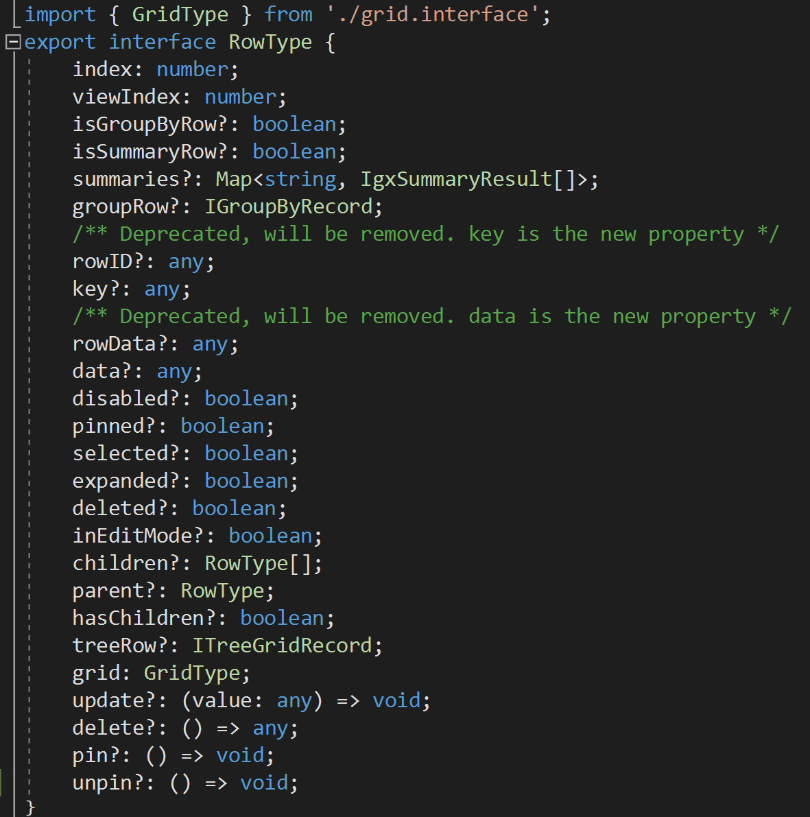 RowType · Issue #9922 · IgniteUI/igniteui-angular · GitHub