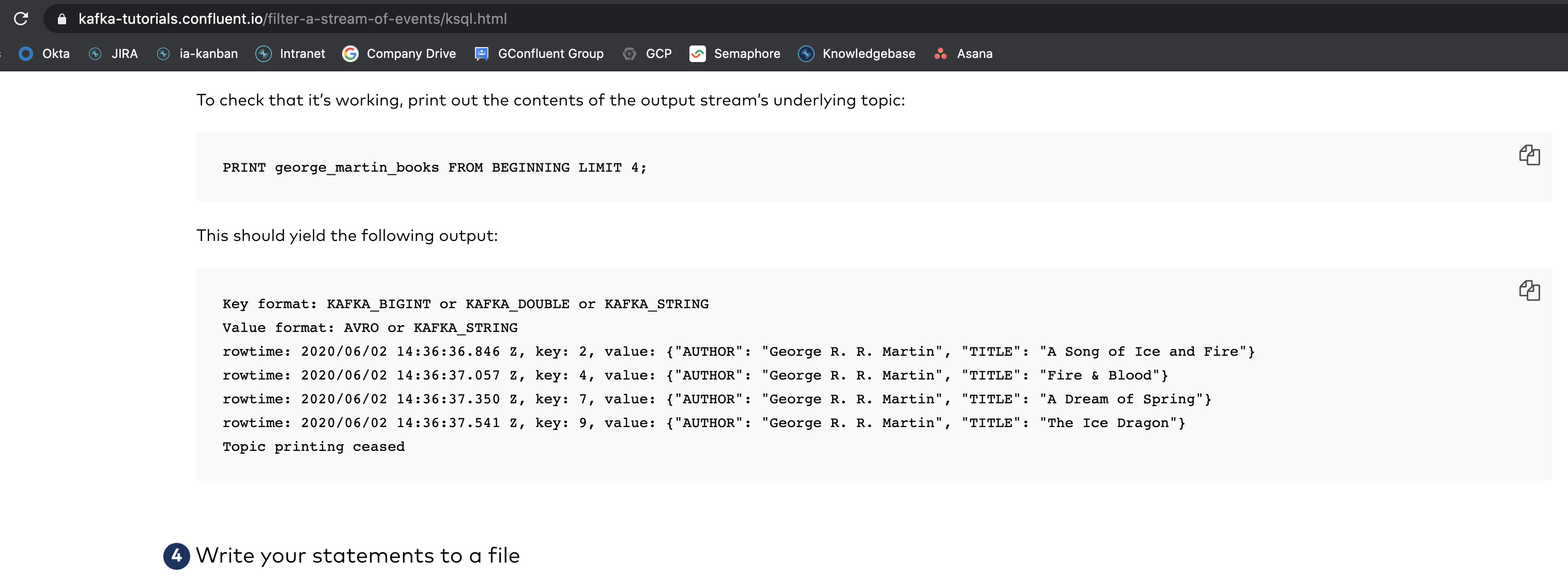 ksqlDB filtering tutorial is missing expected print topic output · Issue #374 · confluentinc ...