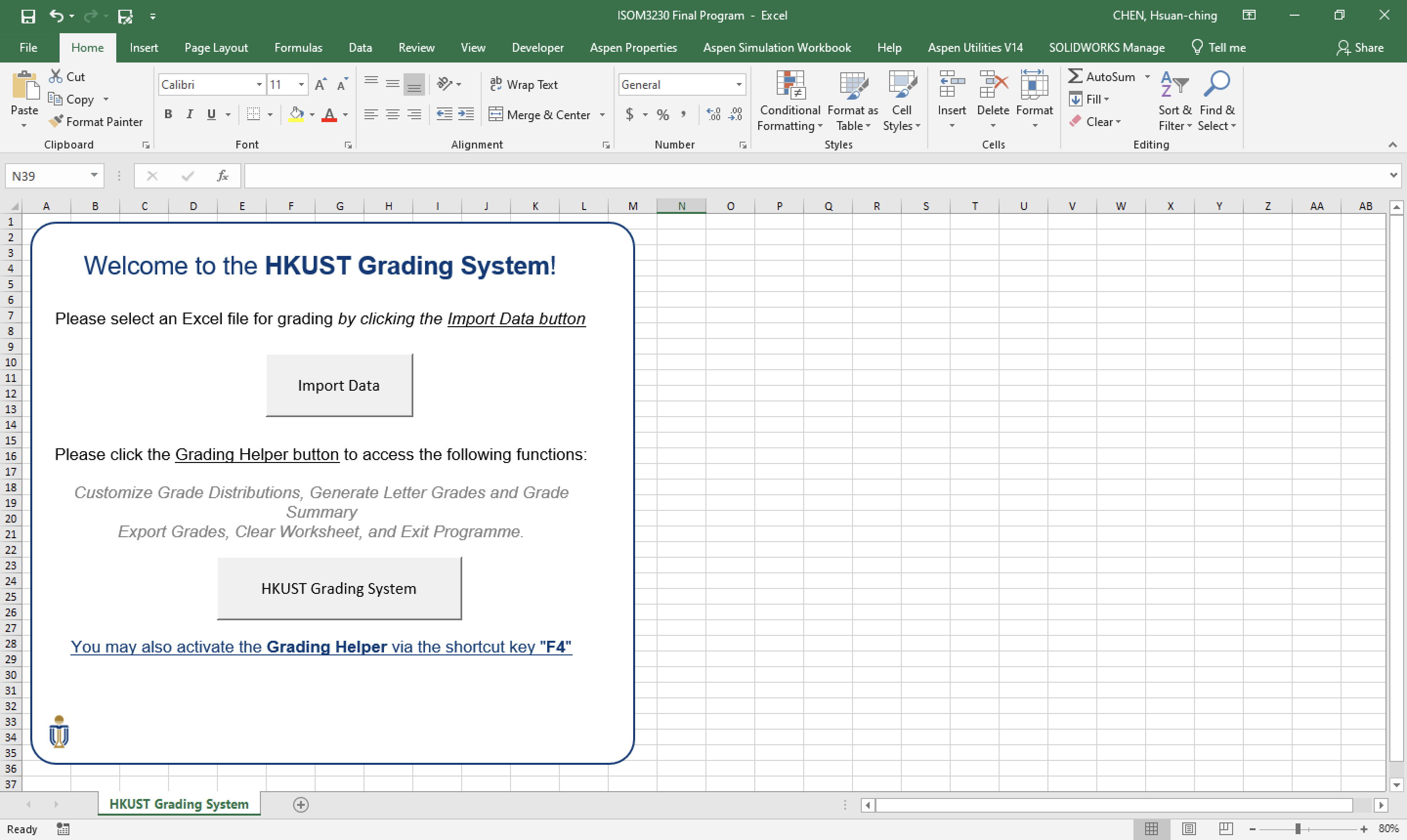GitHub - hsching/Course-Grading-System-in-Excel: ISOM3230 Business Programming in VBA - final ...