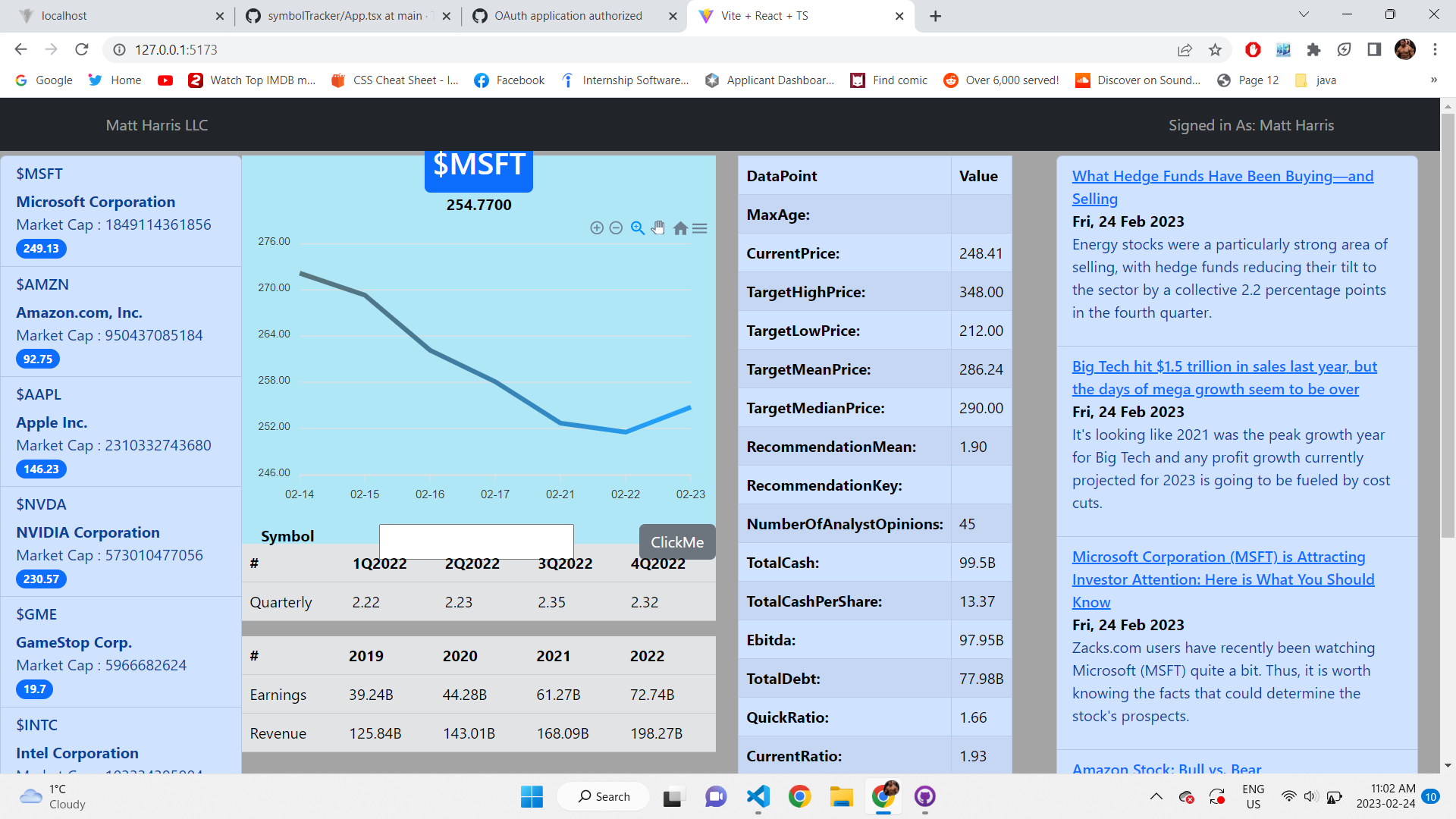 GitHub - Matthew-Harris-06/symbolTracker: Financial Symbol tracker with Additional Data