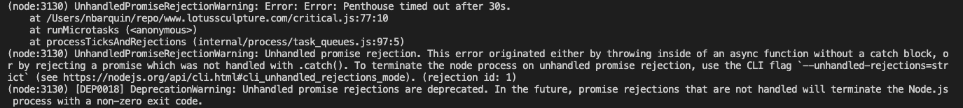 UnhandledPromiseRejectionWarning: Error: Error: Penthouse timed out after 30s. · Issue #318 ...