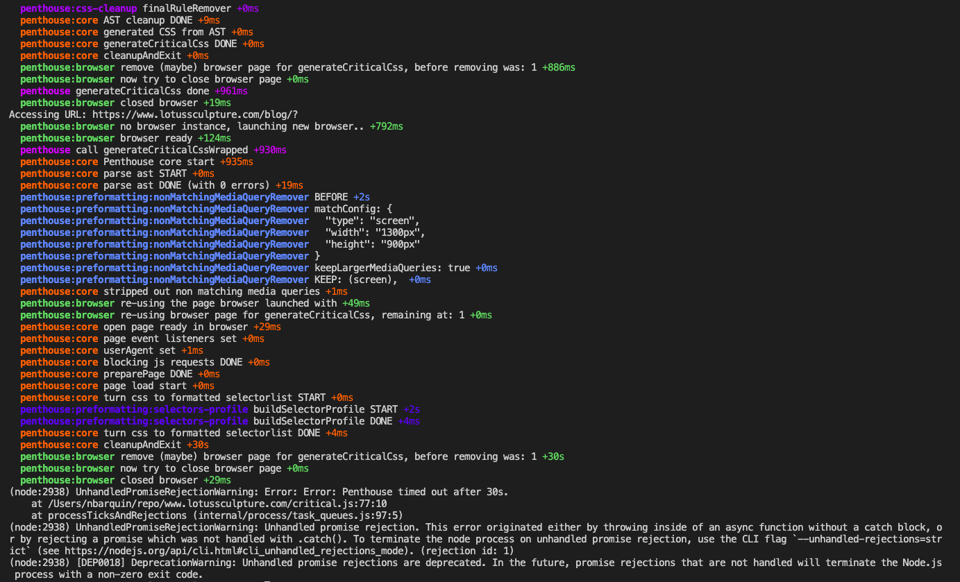 UnhandledPromiseRejectionWarning: Error: Error: Penthouse timed out after 30s. · Issue #318 ...