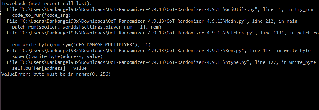 Trying to generate a seed produces error. · Issue #650 · OoTRandomizer/OoT-Randomizer · GitHub