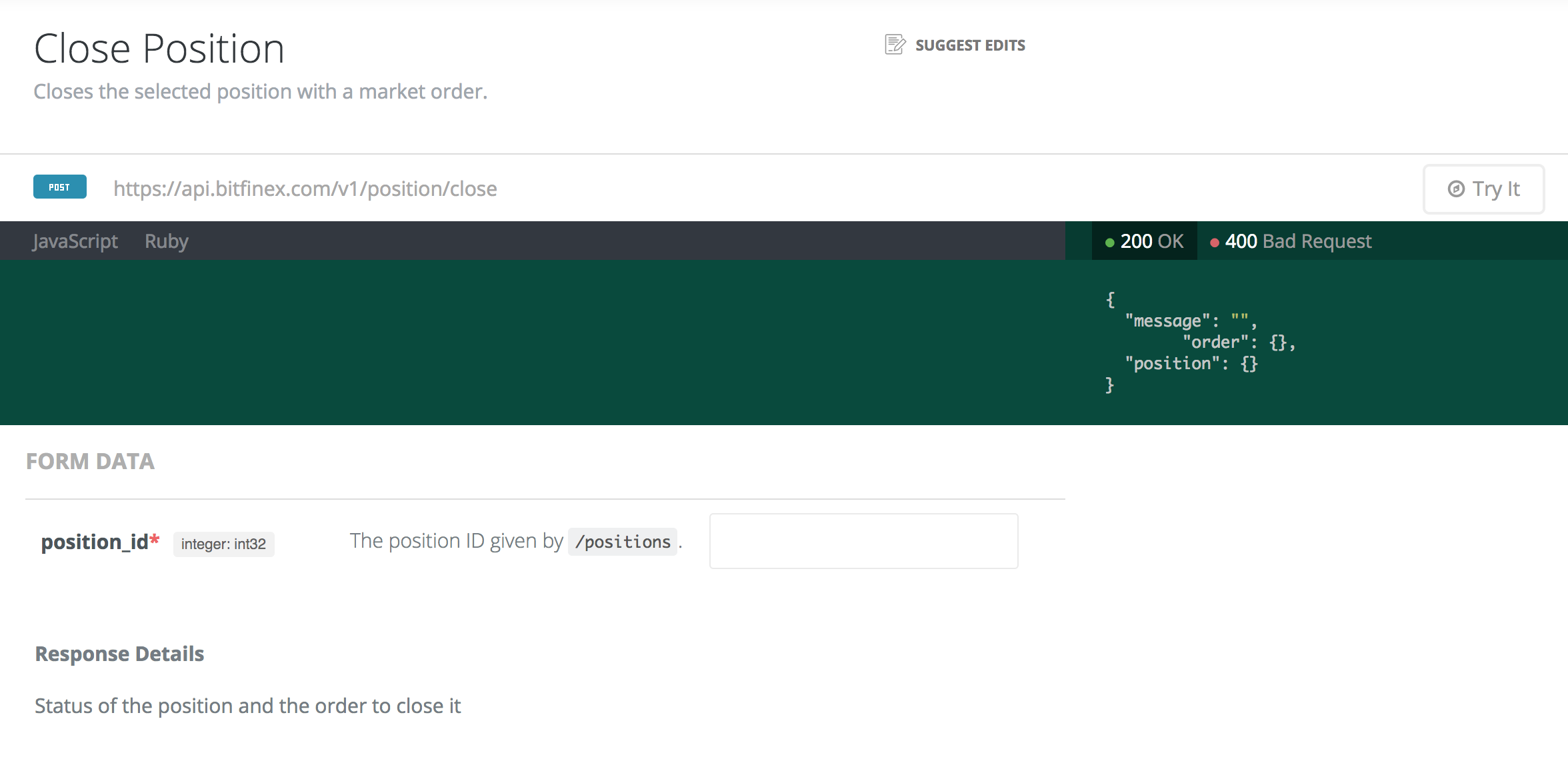 Missing Bitfinex /position/close private method · Issue #2640 · ccxt/ccxt · GitHub