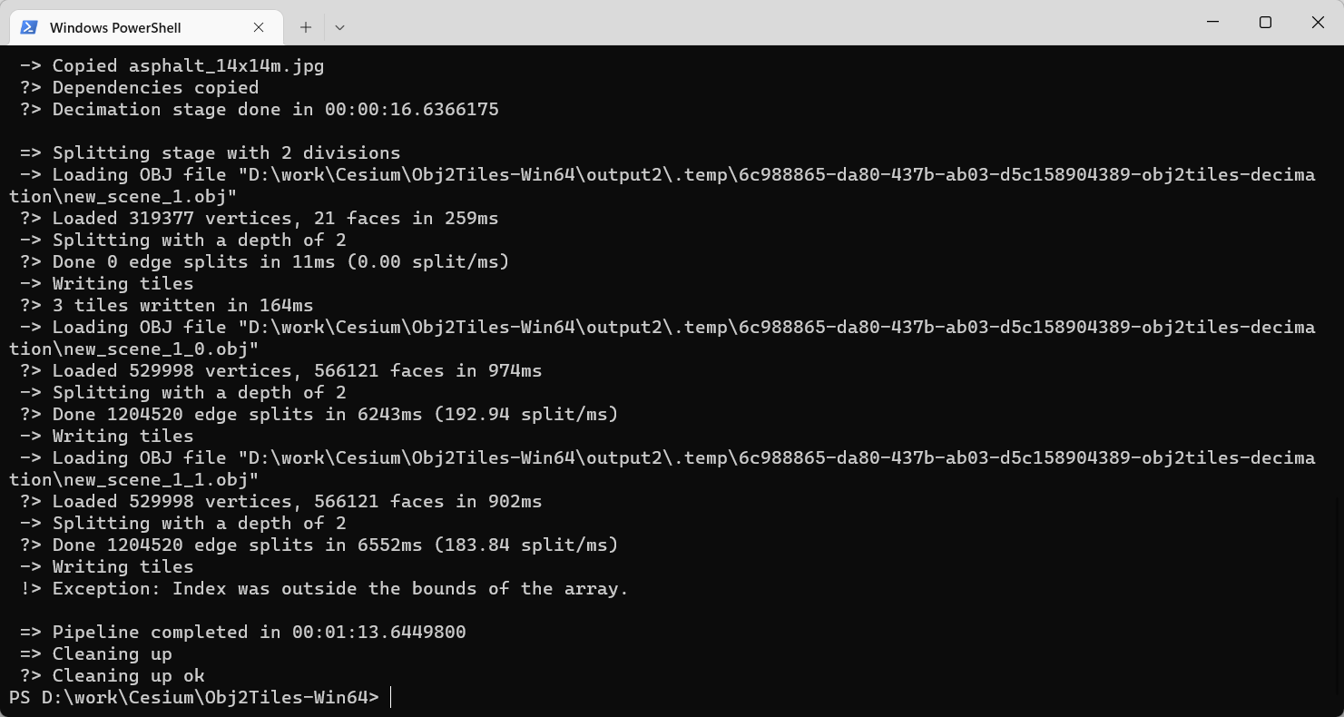 Exception: Index was outside the bounds of the array. · Issue #14 · OpenDroneMap/Obj2Tiles · GitHub