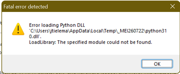 Bug Issue Fatal Error Loading Python Dll Issue 824 Marticliment