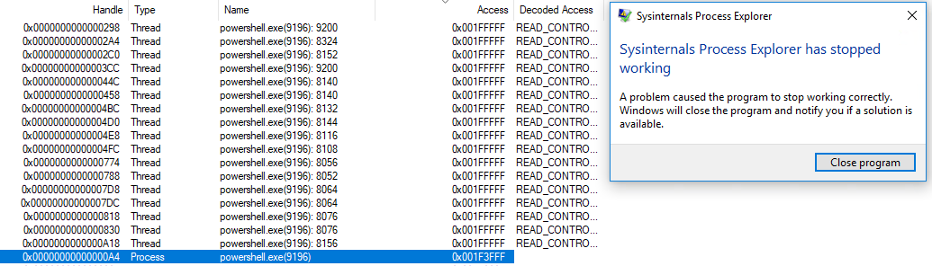 Process Explorer: crashes when decoding handle's access mask · Issue #333 · MicrosoftDocs ...