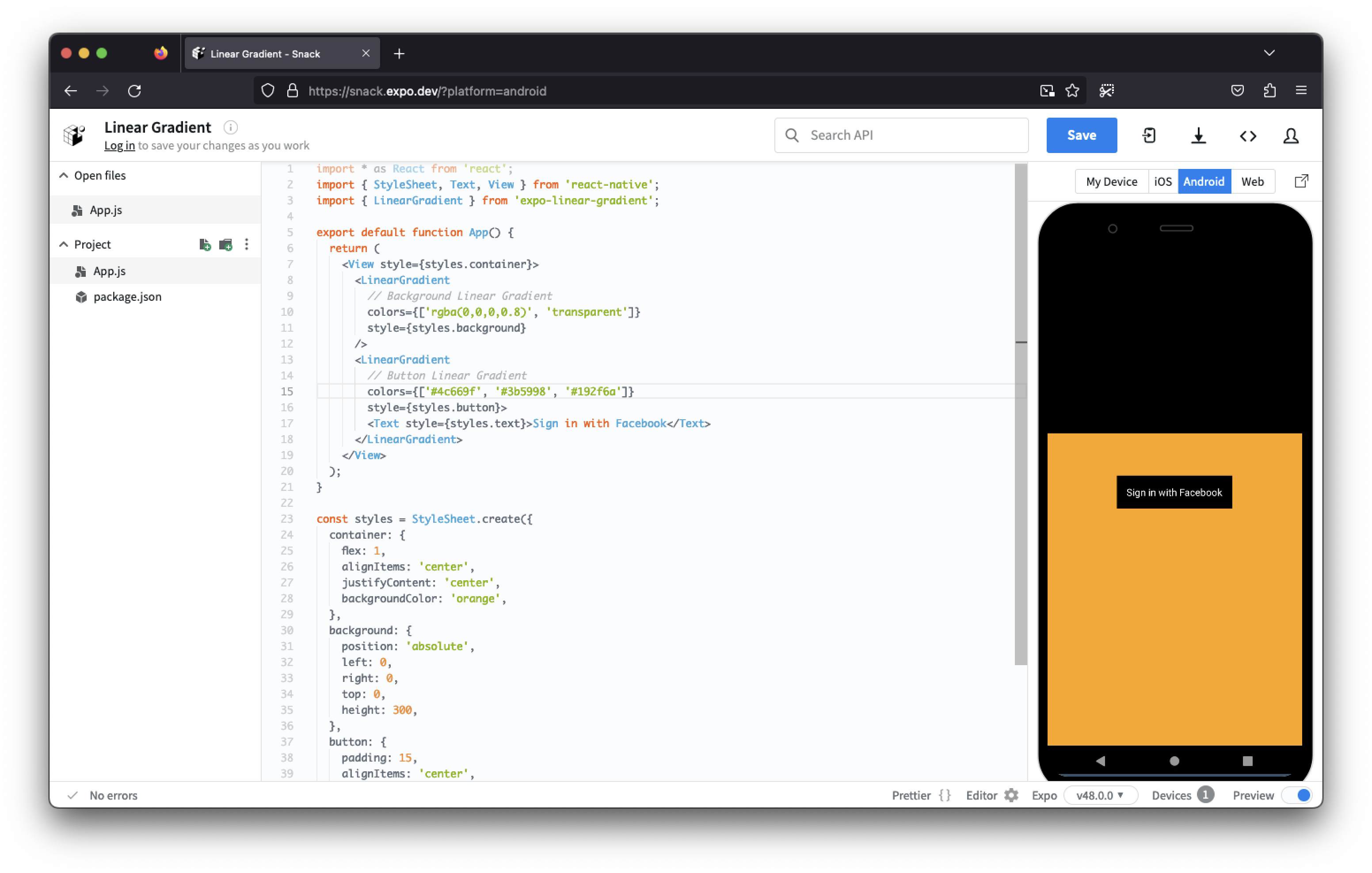 [expo-linear-gradient][Android] Linear-gradient rendering incorrectly on Android 13 · Issue ...