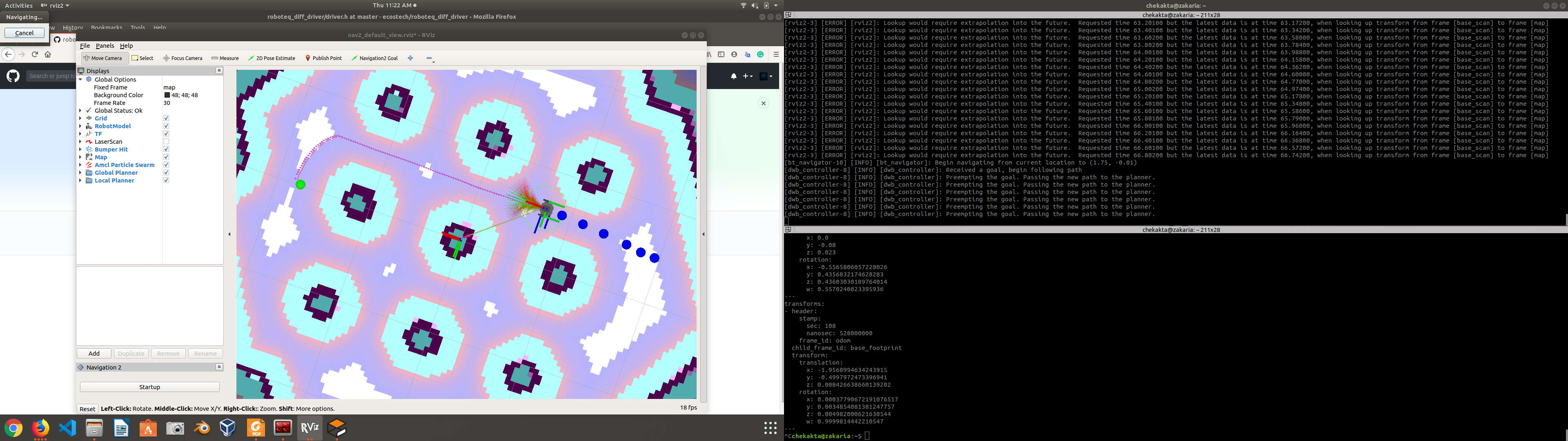 no transformation between the base_footprint frame and the map frame ...