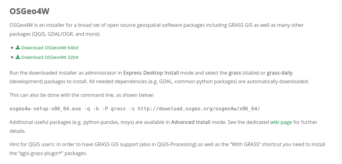 OSGeo4W: add more installation instructions? · Issue #232 · OSGeo/grass-website · GitHub