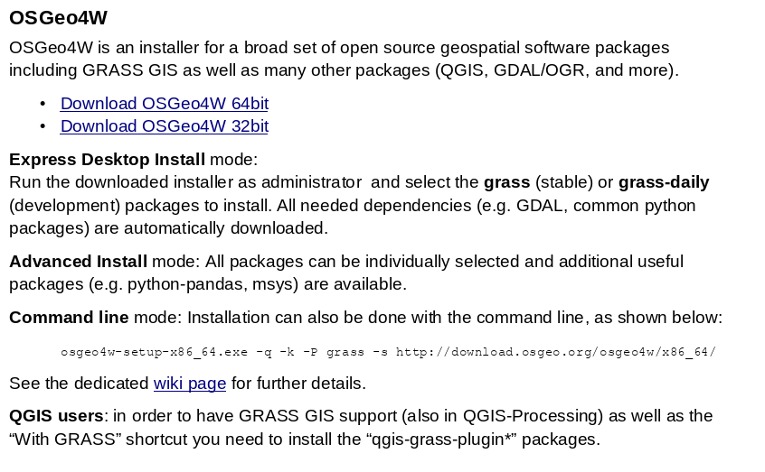 OSGeo4W: add more installation instructions? · Issue #232 · OSGeo/grass-website · GitHub