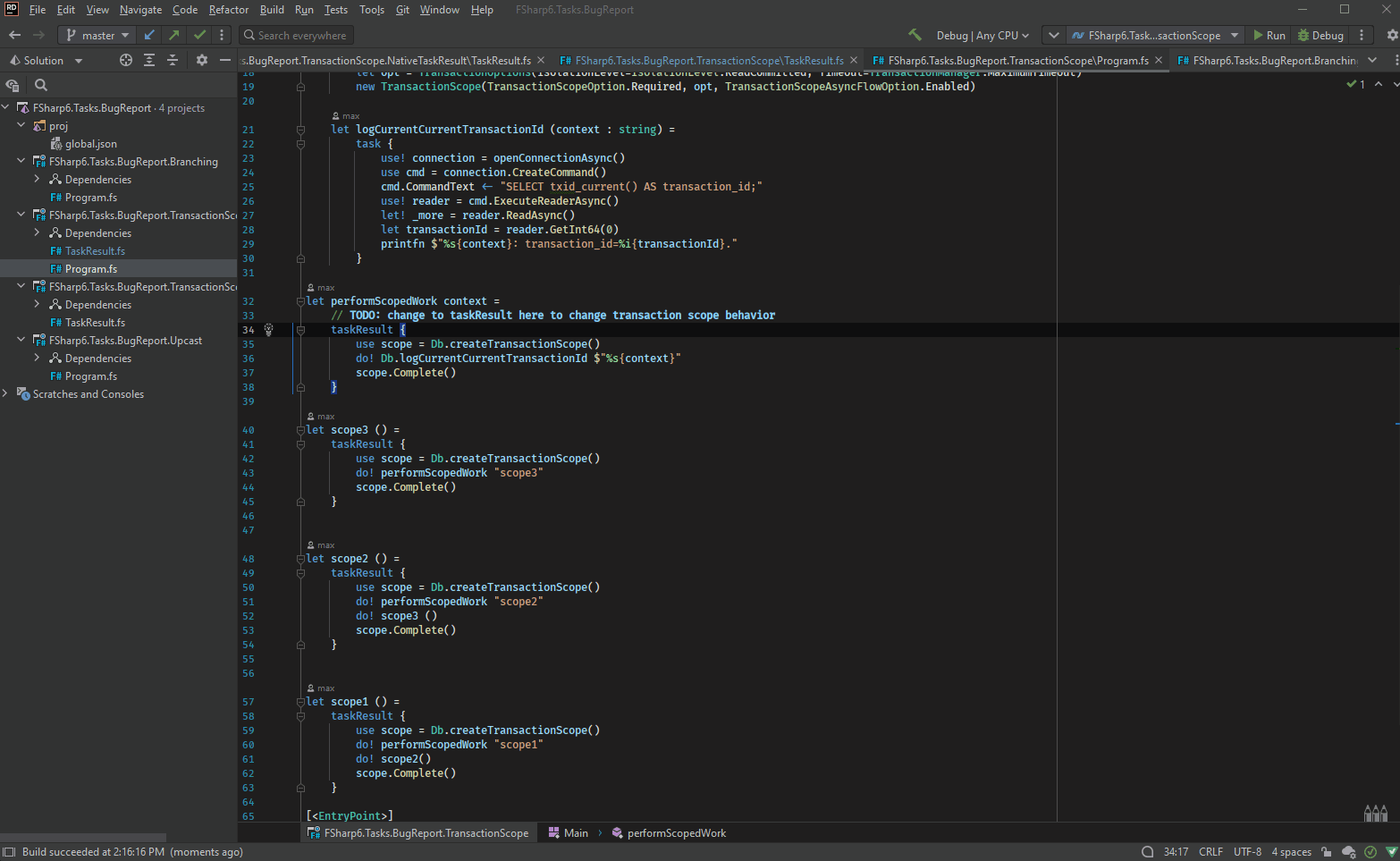 Old-style `taskResult` CE based on new `task` CE: transaction scope flow is not respected ...