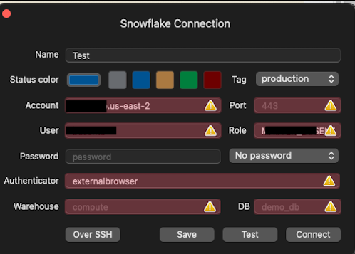 Snowflake connection parameters · Issue #1150 · TablePlus/TablePlus · GitHub