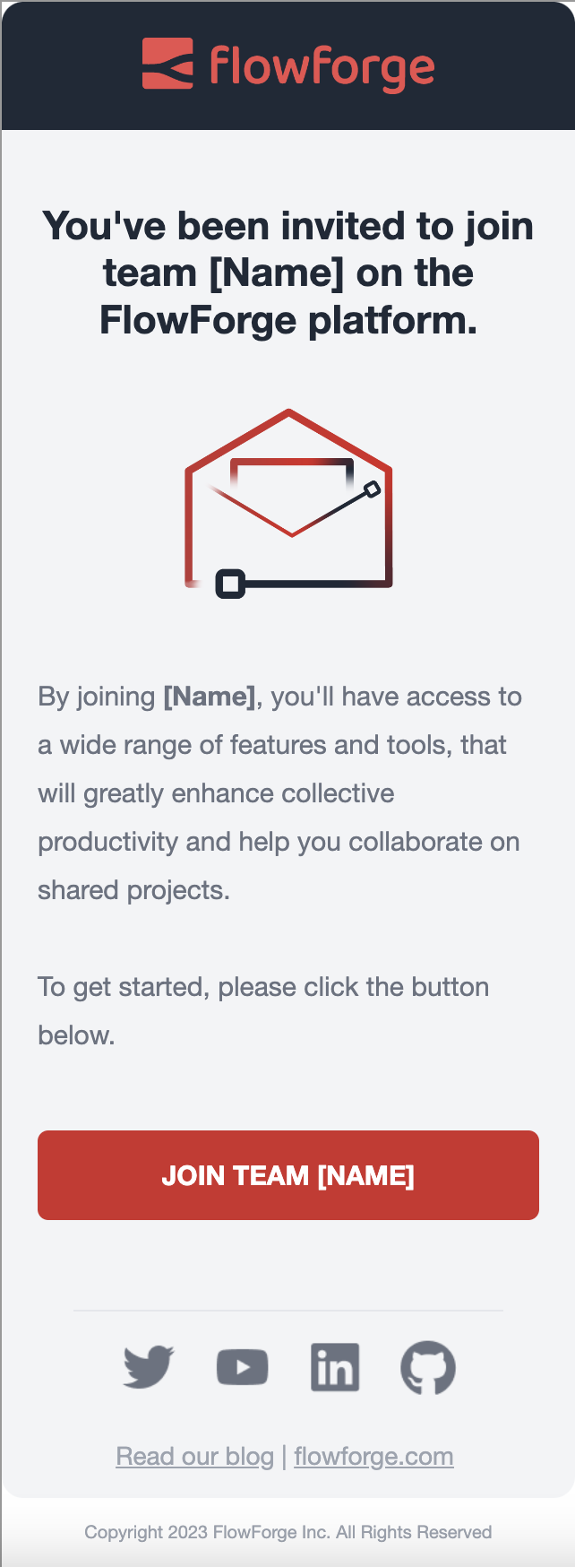 Iterate on "You've been invited to FlowForge" email · Issue #1967 · FlowFuse/flowfuse · GitHub
