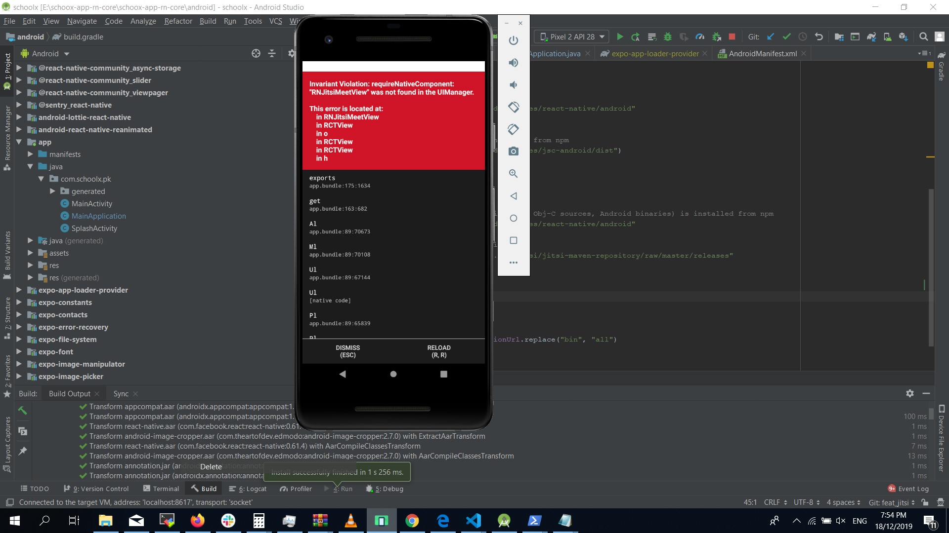 Android Rnjitsimeetview Was Not Found In The Uimanager · Issue 75 · Skrafftreact Native 