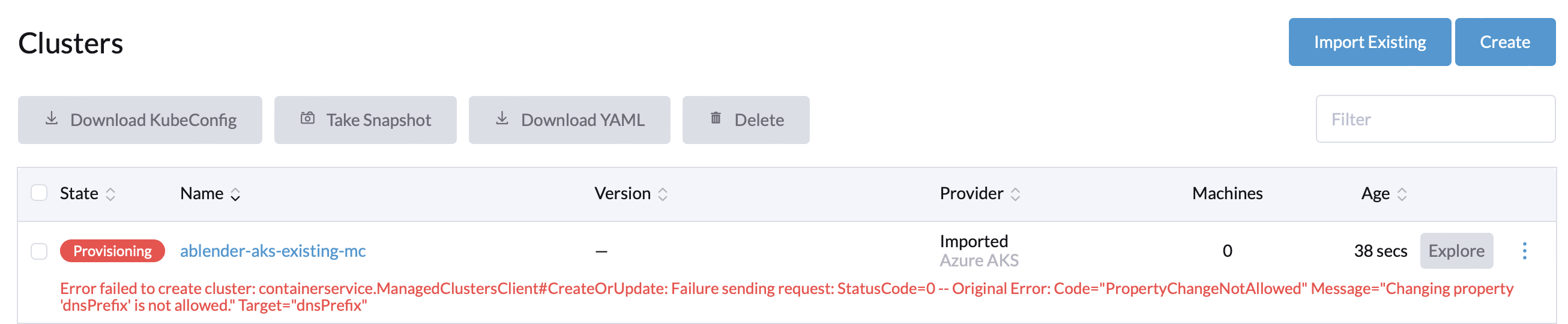 Creating an AKS cluster with a duplicate name as an Azure cluster throws error · Issue #37955 ...