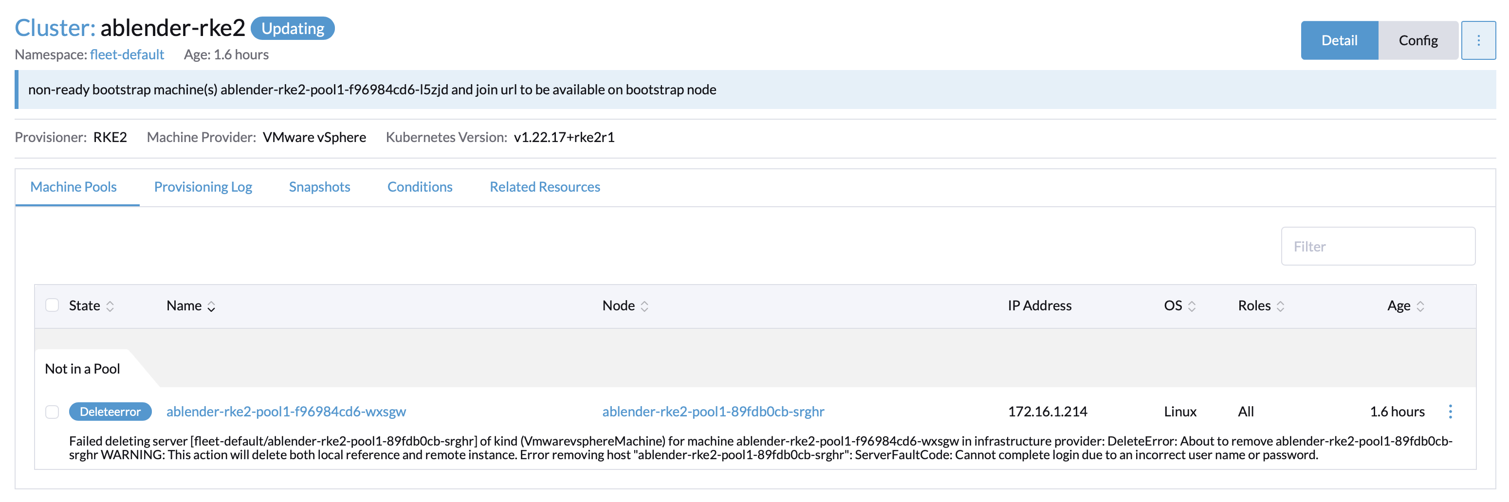 Changing vSphere Credentials causes old nodes to fail on deletion · Issue #40608 · rancher ...