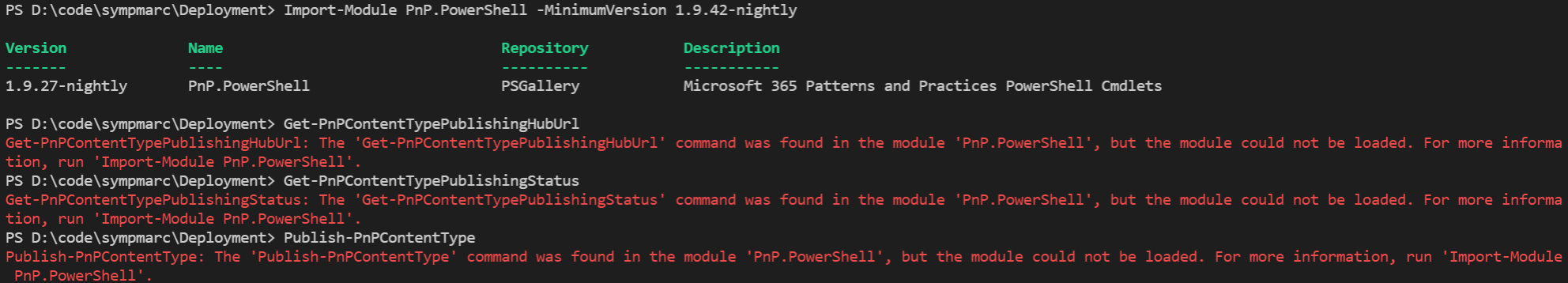 Bug Missing Cmdlets Get Pnpcontenttypepublishingstatus And Publish Pnpcontenttype · Issue 