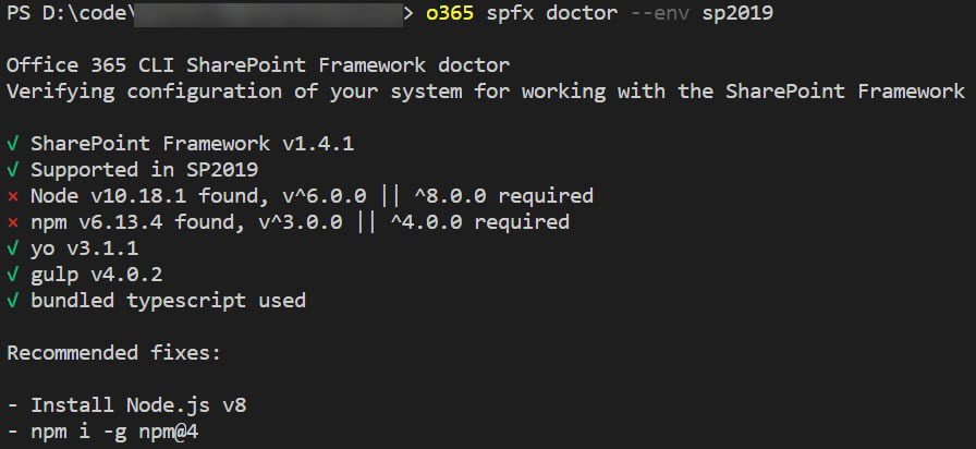 Bug report: spfx doctor possible issue with 2019 · Issue #1409 · pnp/cli-microsoft365 · GitHub