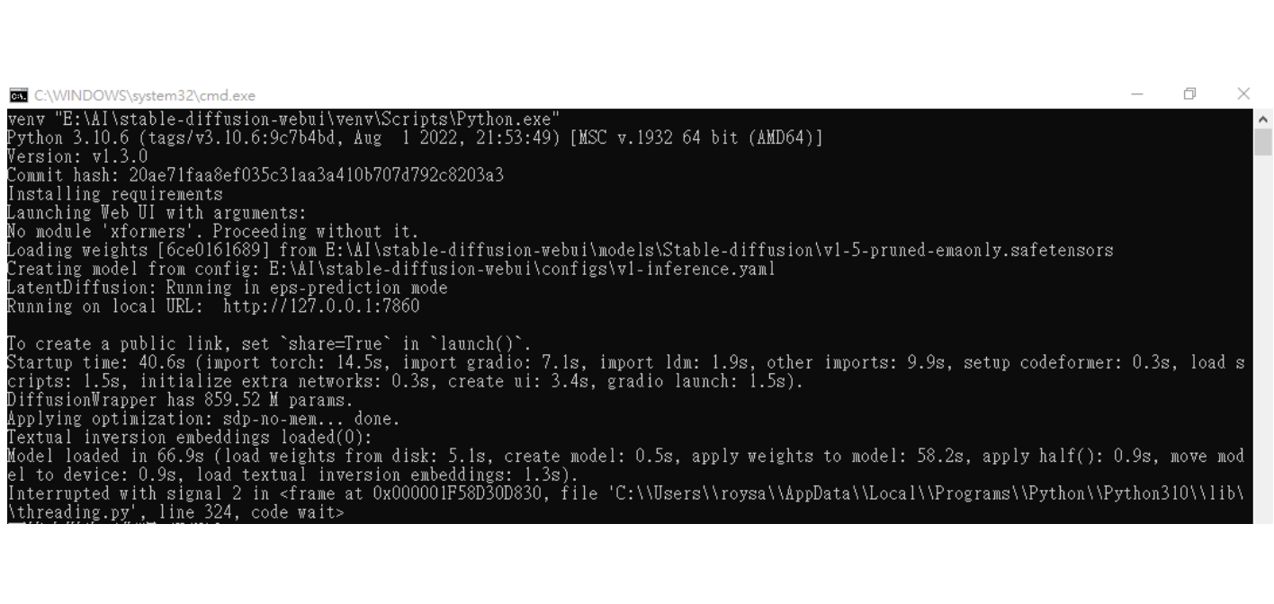 failed to launch stable stable diffusion webui (Interrupted with signal ...