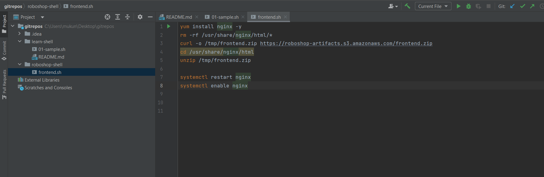 I am not able to commit the frontend script, and also not getting the option in the commit side ...