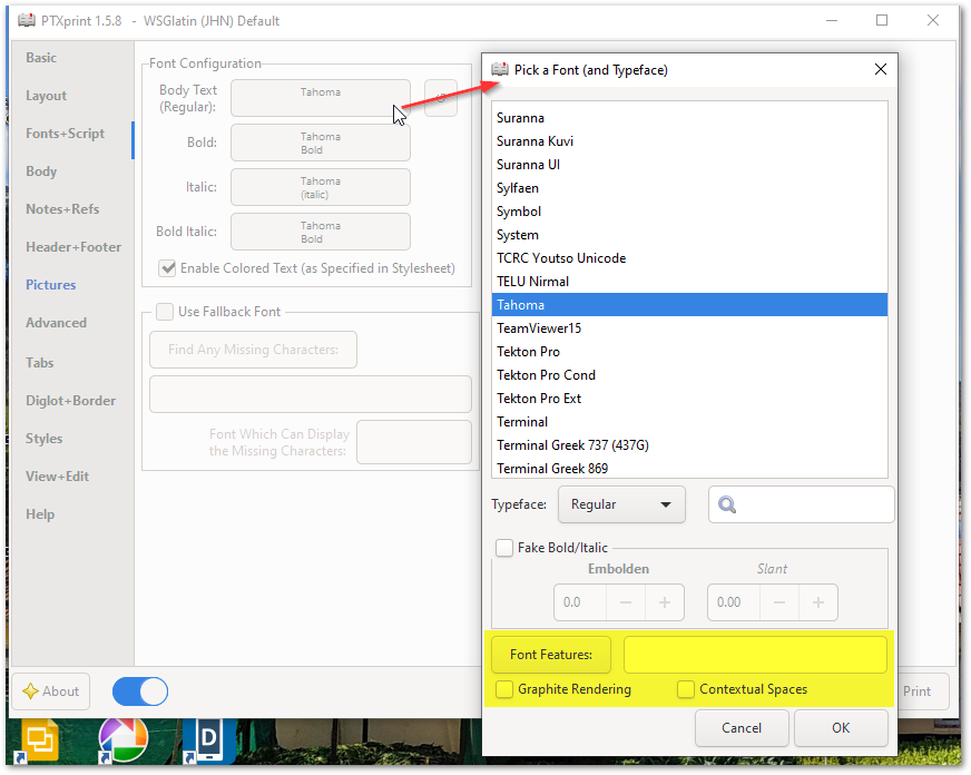 Way to edit Font Features? · Issue #362 · sillsdev/ptx2pdf · GitHub
