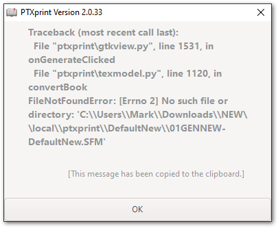 FileNotFoundError on Generate Final SFM · Issue #607 · sillsdev/ptx2pdf · GitHub