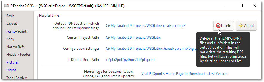 Has the "cleanup" button been removed from PTXprint? · Issue #588 · sillsdev/ptx2pdf · GitHub
