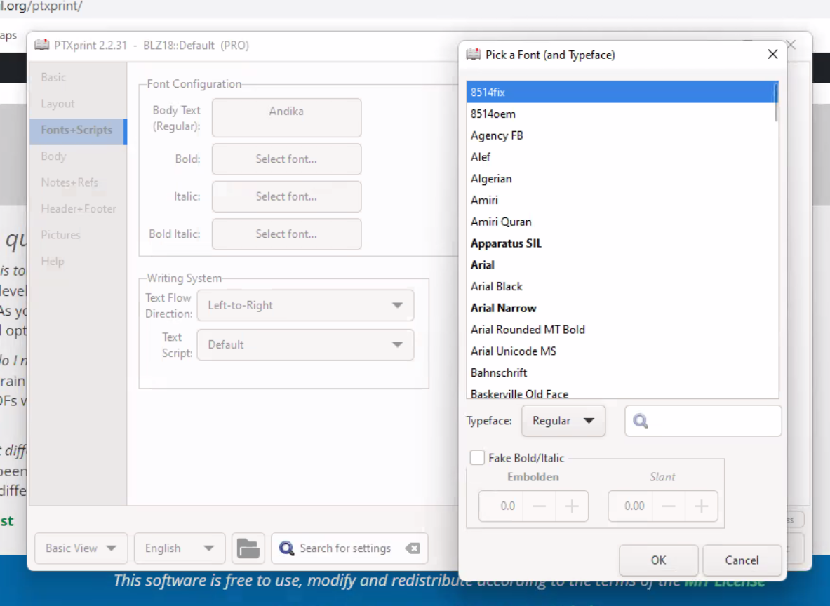 When selecting a new project, the B, I and BI fonts don't get filled in · Issue #715 · sillsdev ...