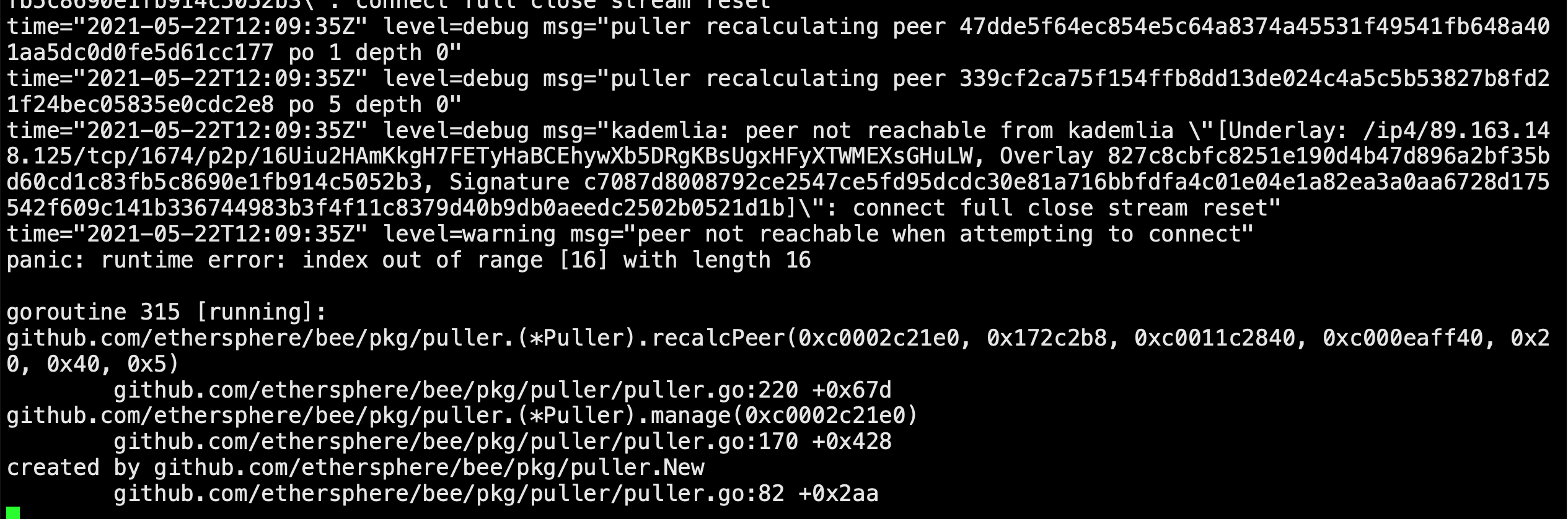 【BUG Crash】panic: runtime error: index out of range [16] with length 16 · Issue #1837 ...