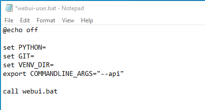 COMMANDLINE_ARGS does not contain --api, API won't be mounted - Windows. · Issue #279 ...