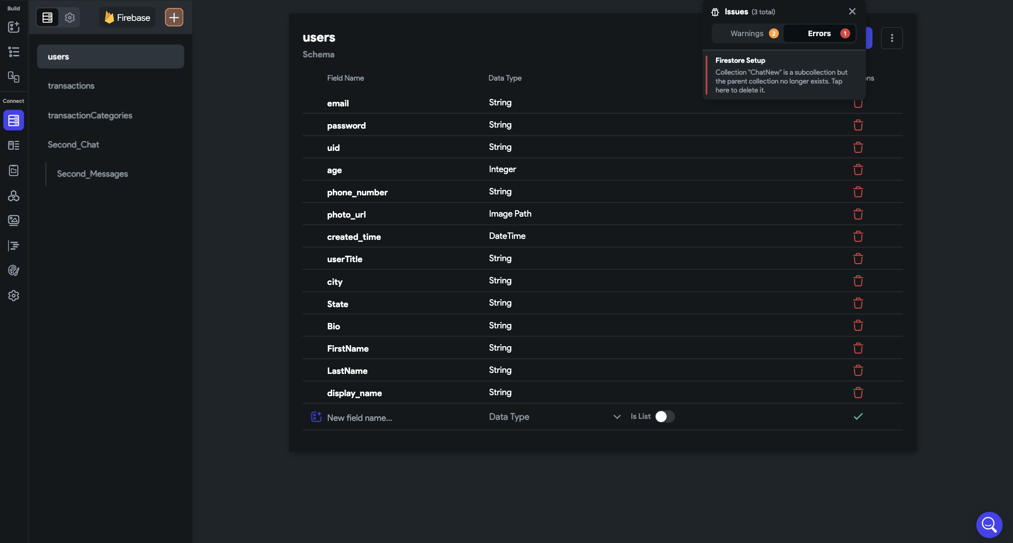 Flutterflow Error "Collection: _____ is a subcollection but the parent collection no longer ...