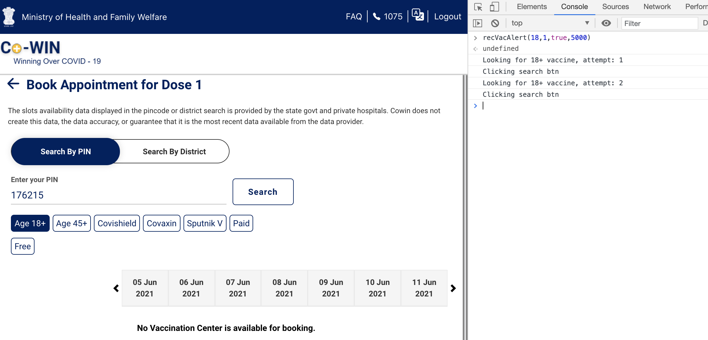 GitHub - akshaykhanna/VaccineSlotFinder: JS browser script to find ...