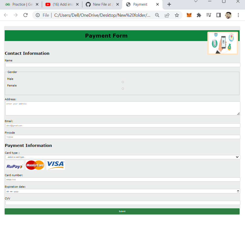 GitHub - AvneeshSinghania/Formpage: HTML,CSS