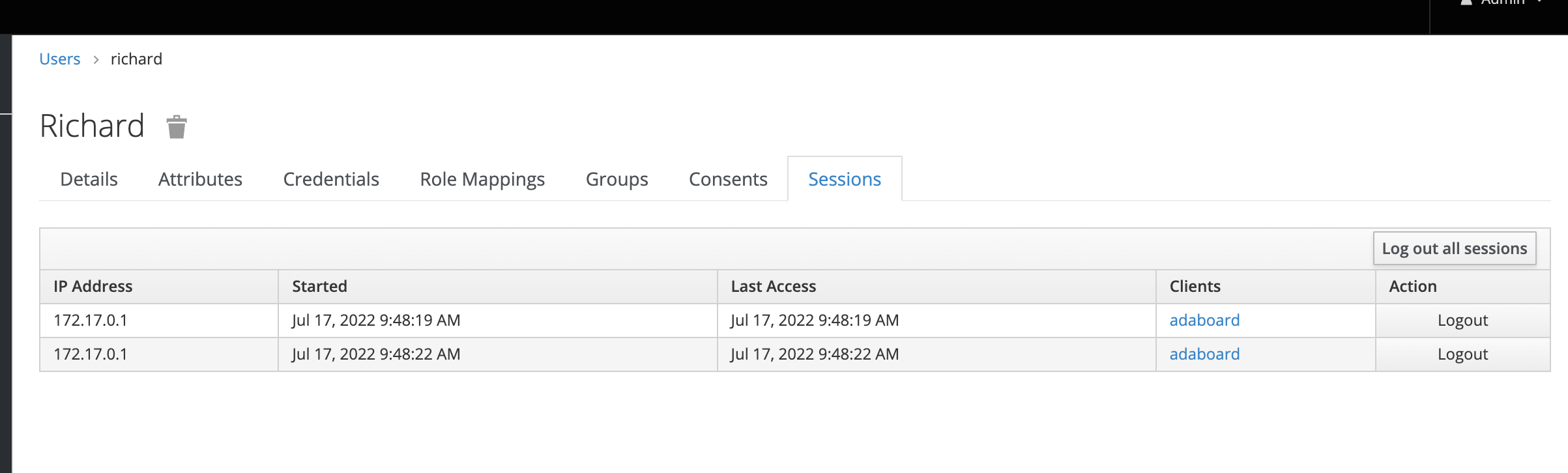 logout does not work: "Some clients have been not been logged out for ...