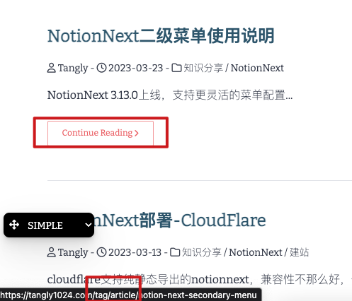 url前缀路径 文章标题可正常跳转 Continue Reading 拼接有问题 · Issue #984 · tangly1024/NotionNext · GitHub