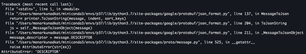 AttributeError: 'DESCRIPTOR' when converting Vision API response using ...