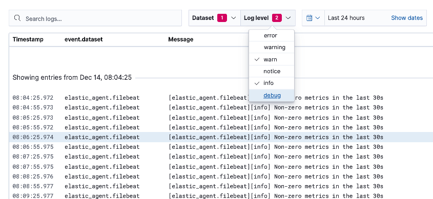 Fleet The Agent Logs Display Seems To Be Cutting Off Earlier Logs From The Set Time Frame 