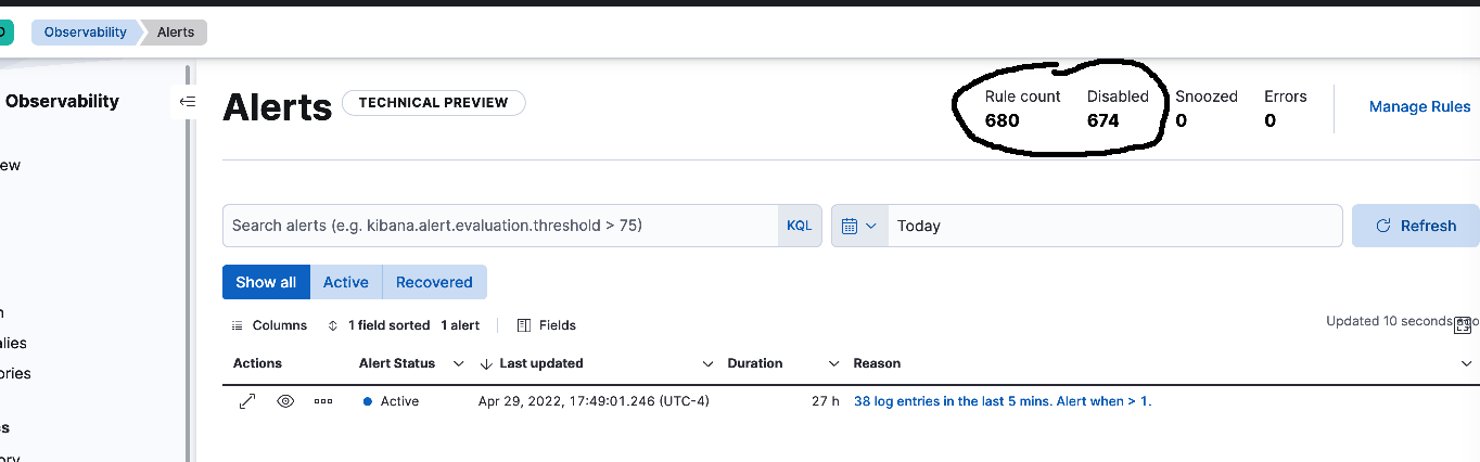 [o11y Rules] An Alerts API is called without needed filtering and shows non-o11y Rules counts ...