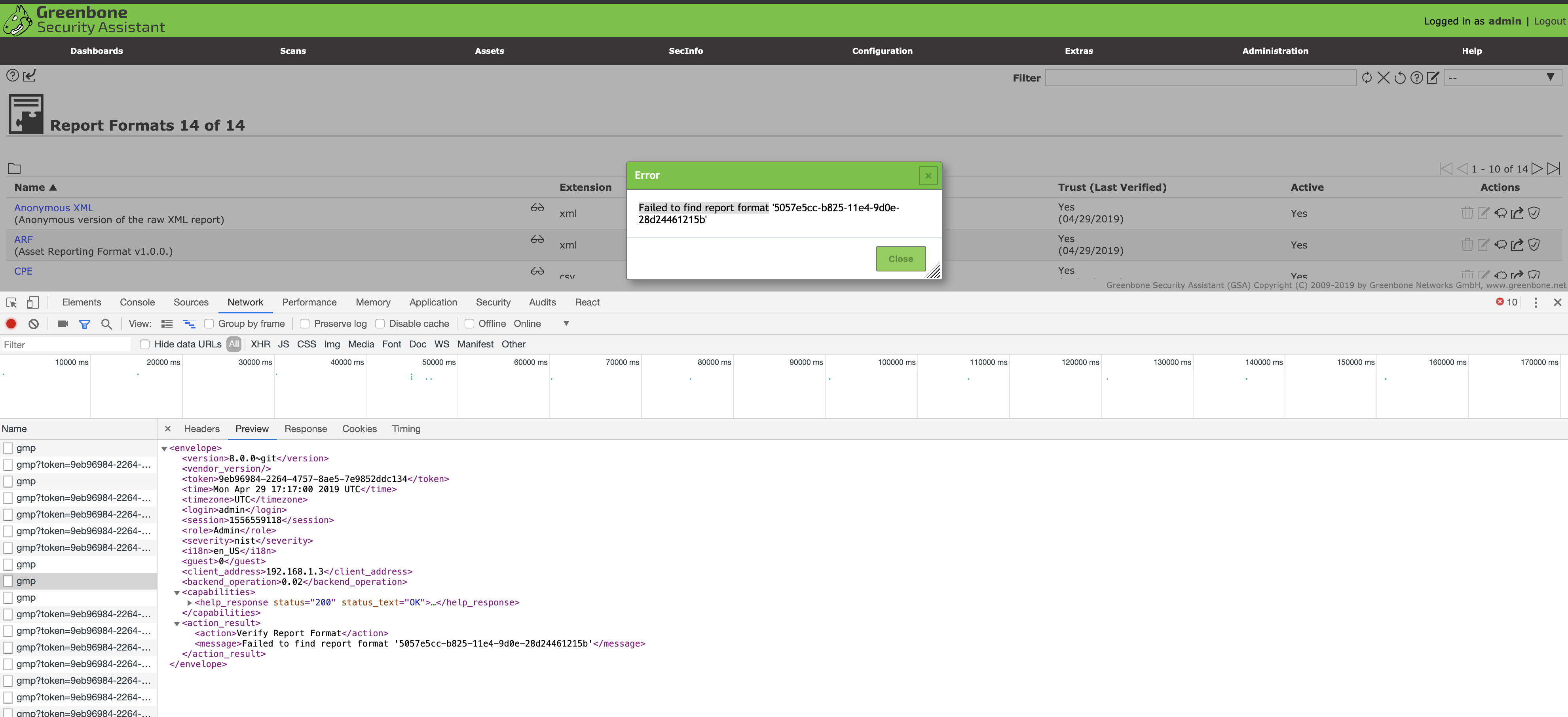 GSAD Fails to Find Report Format · Issue #1337 · greenbone/gsa · GitHub