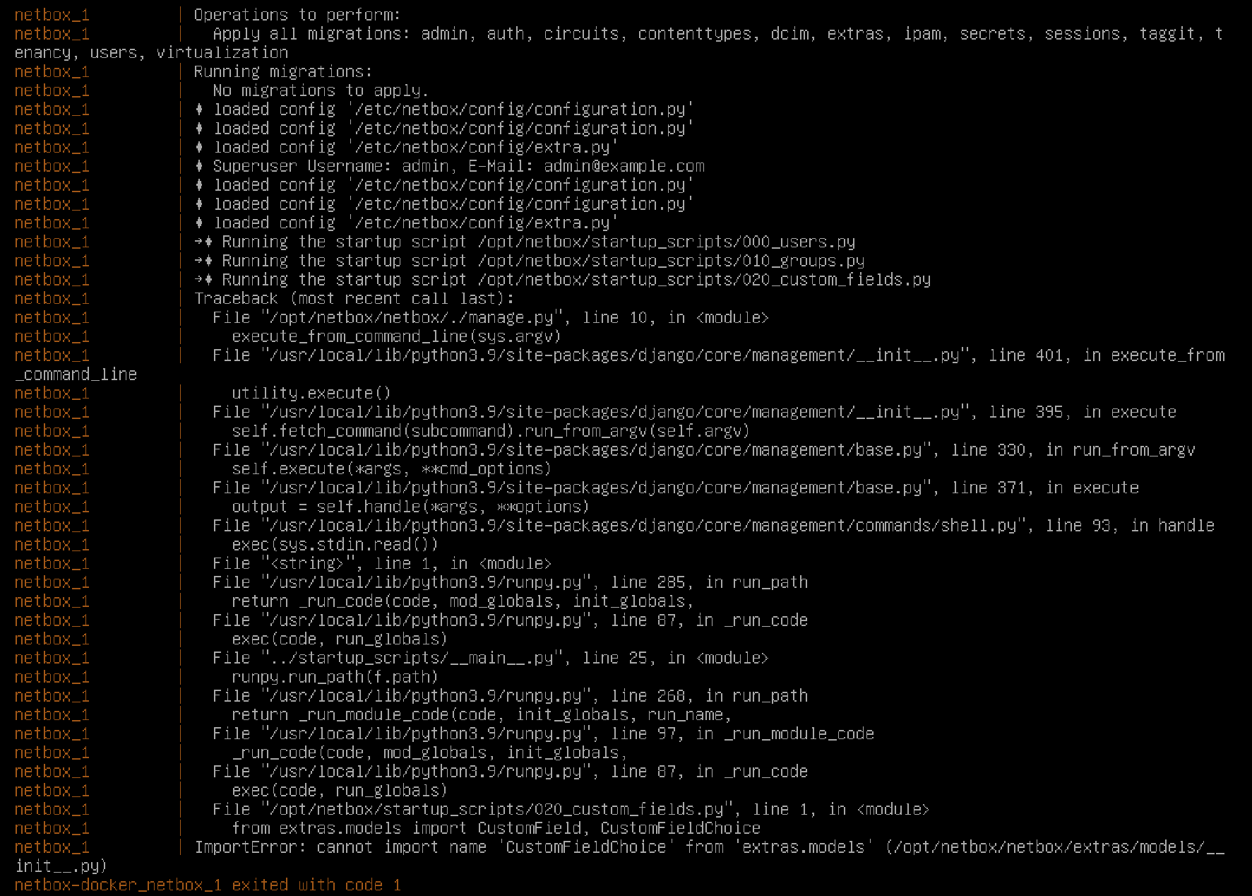 Importerror Cannot Import Name Customfieldchoice · Issue 337 · Netbox Communitynetbox